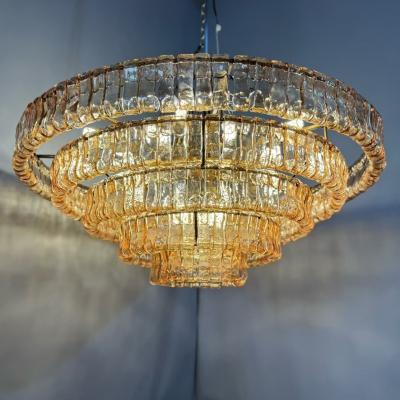 China JYLIGHTING French Light Luxury Retro Glass Chandelier Living Room Hotel Bedroom Restaurant Multi Layer Round Glass Pendant Light for sale