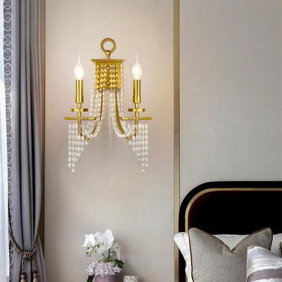 China JYLIGHTING Postmodern Crystal Wall Lamp Dining Living Room Hallway Corridor French Style Gold Iron Frame Wall Lights Home Hotel for sale