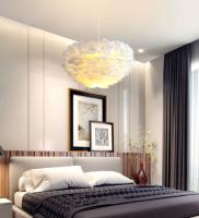 China Modern White Feather Pendant Light, Romantic Hanging Lamp with Soft Light Diffusion, Creative Bird Nest Design for Bedroom Living Room Cafe Decor for sale