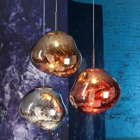 China Modern Lava Glass Pendant Light, Irregular Amber/Red Glass Hanging Lamp, Artistic Statement Lighting for Living Room, Dining Room, Bar for sale