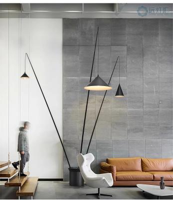 China JYLIGHTING Modern Minimalist Double Cone Arc Floor Lamp, Black Metal Adjustable Suspension Reading Light for Living Room, Bedroom, Office for sale