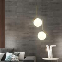 China JYLIGHTING Minimalist Brass Opal Glass Globe Pendant Light, Modern Frosted Ball Hanging Lamp for Home Decor for sale
