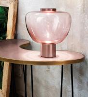 China JYLIGHTINGLuxury Blown Glass Table Lamp, Transparent/Pink Ambient Night Light, Modern Desk Lamp for Bedroom & Home Decor for sale