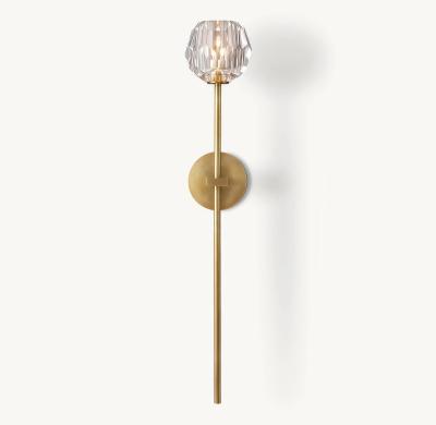 China Modern Luxury Brushed Brass Wall Sconce, Faceted Cut Crystal Glass Wall Lamp for Bedroom, Living Room, Bathroom Decor for sale
