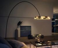 China JYLIGHTING Modern Luxury Black & Gold Arc Floor Lamp, Curved LED Ring Standing Light for Living Room, Sofa Side, Bedroom for sale