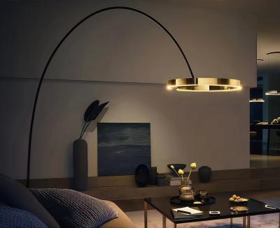 China JYLIGHTING Modern Luxury Black & Gold Arc Floor Lamp, Curved LED Ring Standing Light for Living Room, Sofa Side, Bedroom for sale