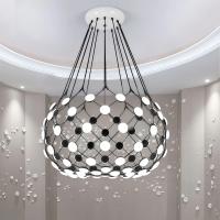 China JYLIGHTING Modern Black & White Mesh Chandelier, Geometric Grid LED Pendant Light with Acrylic Discs for Living Room & Dining Room for sale