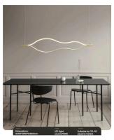 China JYLIGHTING Modern Wavy Gold LED Pendant Light, Abstract Wave Linear Hanging Lamp for Dining Room & Kitchen Island for sale