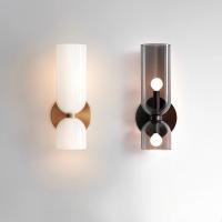 China JYLIGHTING Modern 2-Light Cylinder Glass & Iron Wall Sconce, Double Glass Wall Lamp for Bathroom Vanity, Bedroom, Hallway for sale