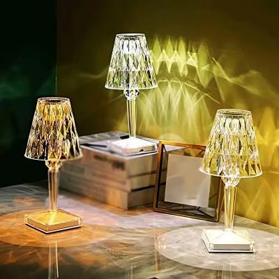 China JYLIGHTING Crystal Diamond Cut LED Table Lamp, Rechargeable Acrylic Bedside Lamp with Touch Control for Bedroom & Living Room for sale