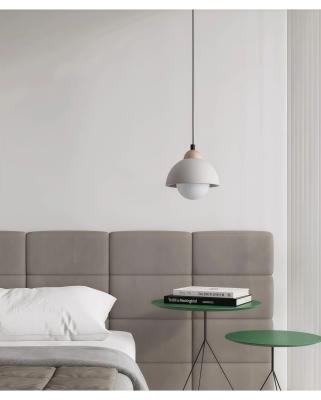 China JYLIGHTING Nordic Cement & Wood Dome Pendant Light, Modern Half-Sphere Hanging Lamp with Frosted Glass Globe for Kitchen Island & Dining Room for sale