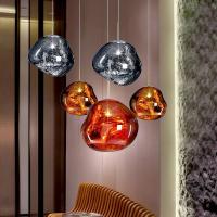 China JYLIGHTING Modern Melted Glass Pendant Light, Irregular Shape Swirled Glass Hanging Lamp with Metal Rod for Kitchen Island & Dining Room for sale