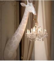 China JYLIGHTING Creative Giraffe Head Wall Lamp, Resin Giraffe Wall Sculpture with Crystal Chandelier for Living Room & Hallway for sale