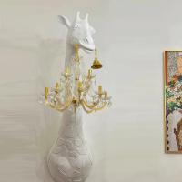 China JYLIGHTING Creative Giraffe Head Wall Lamp, Resin Giraffe Wall Sculpture with Crystal Chandelier for Living Room & Hallway for sale