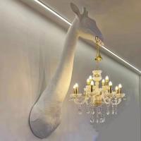 China JYLIGHTING Creative Giraffe Head Wall Lamp, Resin Giraffe Wall Sculpture with Crystal Chandelier for Living Room & Hallway for sale