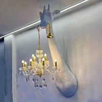 China JYLIGHTING Creative Giraffe Head Wall Lamp, Resin Giraffe Wall Sculpture with Crystal Chandelier for Living Room & Hallway for sale