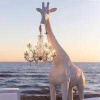 China JYLIGHTING Creative Full-Size Giraffe Floor Lamp, Resin Giraffe Sculpture with Gold Crystal Chandelier for Lobby & Commercial Decor for sale