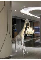 China JYLIGHTING Creative Full-Size Giraffe Floor Lamp, Resin Giraffe Sculpture with Gold Crystal Chandelier for Lobby & Commercial Decor for sale