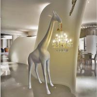 China JYLIGHTING Creative Full-Size Giraffe Floor Lamp, Resin Giraffe Sculpture with Gold Crystal Chandelier for Lobby & Commercial Decor for sale