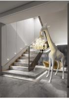 China JYLIGHTING Creative Full-Size Giraffe Floor Lamp, Resin Giraffe Sculpture with Gold Crystal Chandelier for Lobby & Commercial Decor for sale