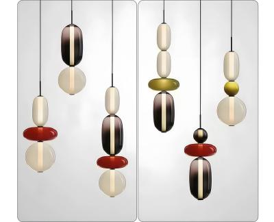 China JYLIGHTING Modern Stacked Glass Pendant Light, Multi-Color Pebble-Shaped Glass LED Hanging Lamp for Kitchen Island & Dining Room for sale