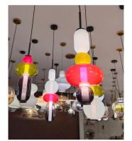 China JYLIGHTING Modern Stacked Glass Pendant Light, Multi-Color Pebble-Shaped Glass LED Hanging Lamp for Kitchen Island & Dining Room for sale
