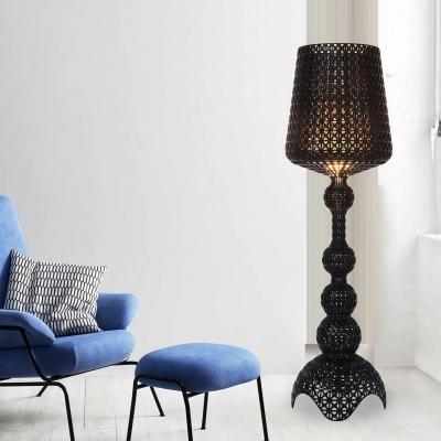 China JYLIGHTING Black Cut-Out Floor Lamp, Acrylic & PVC Lattice Floor Light with Hourglass Shape for Living Room & Bedroom for sale