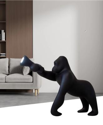 China JYLIGHTING Creative Gorilla Floor Lamp, Fiberglass Resin Gorilla Sculpture LED Floor Light for Living Room & Commercial Decor for sale
