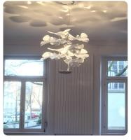 China JYLIGHTING Modern Acrylic Flower Pendant Light, 3D Petal-Shaped LED Chandelier with Polished Metal Base for Living Room & Lobby for sale