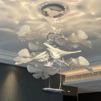 China JYLIGHTING Modern Acrylic Flower Pendant Light, 3D Petal-Shaped LED Chandelier with Polished Metal Base for Living Room & Lobby for sale