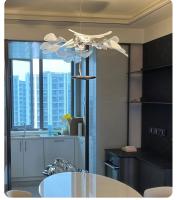 China JYLIGHTING Modern Acrylic Flower Pendant Light, 3D Petal-Shaped LED Chandelier with Polished Metal Base for Living Room & Lobby for sale