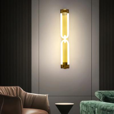 China JYLIGHTING Modern Chain-Shaped Wall Sconce, Brass-Finish Iron with High-Translucency Acrylic Tube Light for Bathroom & Bedroom for sale