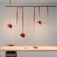 China JYLIGHTING Modern 3-Light Linear Pendant Lamp, Iron Bar & Aluminum Dome Shades with Leather Belt Cords for Dining Room for sale