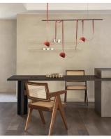 China JYLIGHTING Modern 3-Light Linear Pendant Lamp, Iron Bar & Aluminum Dome Shades with Leather Belt Cords for Dining Room for sale
