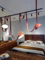 China JYLIGHTING Modern 3-Light Linear Pendant Lamp, Iron Bar & Aluminum Dome Shades with Leather Belt Cords for Dining Room for sale