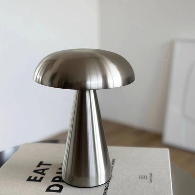 China JYLIGHTING Brass Mushroom Table Lamp, Modern Polished Metal LED Desk Light for Bedroom & Living Room Decor for sale