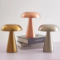 China JYLIGHTING Brass Mushroom Table Lamp, Modern Polished Metal LED Desk Light for Bedroom & Living Room Decor for sale