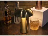 China JYLIGHTING Brass Mushroom Table Lamp, Modern Polished Metal LED Desk Light for Bedroom & Living Room Decor for sale