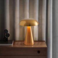 China JYLIGHTING Brass Mushroom Table Lamp, Modern Polished Metal LED Desk Light for Bedroom & Living Room Decor for sale