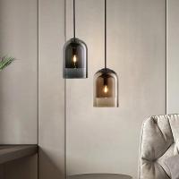 China JYLIGHTING Modern Amber Glass Pendant Light, Black Iron Rod & Cylindrical Amber Glass Shade Hanging Lamp for Kitchen Island & Bar for sale