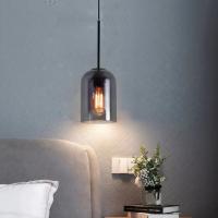 China JYLIGHTING Modern Amber Glass Pendant Light, Black Iron Rod & Cylindrical Amber Glass Shade Hanging Lamp for Kitchen Island & Bar for sale