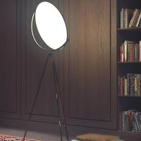 China JYLIGHTING Modern Round LED Tripod Floor Lamp, Iron Frame & PVC Diffuser Standing Light for Living Room & Bedroom for sale