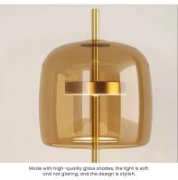 China JYLIGHTING Modern Smoked Glass Table Lamp, Gold-Plated Metal Frame with Integrated LED for Bedroom & Living Room for sale