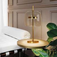 China JYLIGHTING Modern Smoked Glass Table Lamp, Gold-Plated Metal Frame with Integrated LED for Bedroom & Living Room for sale