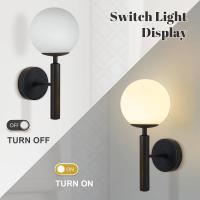 China JYLIGHTING Brass-Finish Iron Wall Sconce, Opal Glass Globe Shade Modern Wall Light for Bedroom & Bathroom Vanity for sale