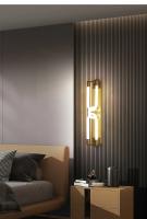 China JYLIGHTING Art Deco Iron & Acrylic LED Wall Sconce, Gold Finish Interlocking Tube Light for Bedroom & Entryway for sale