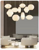 China JYLIGHTING Minimalist Faux Silk Globe Pendant Lamp, Iron Framed Round Light for Bedroom & Kitchen Island for sale