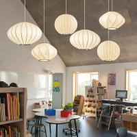 China JYLIGHTING Minimalist Faux Silk Globe Pendant Lamp, Iron Framed Round Light for Bedroom & Kitchen Island for sale