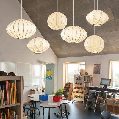 China JYLIGHTING Minimalist Faux Silk Globe Pendant Lamp, Iron Framed Round Light for Bedroom & Kitchen Island for sale
