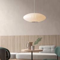 China JYLIGHTING Mid-Century Saucer Pendant Light, Iron Frame & Faux Silk Shade Soft Glow Hanging Lamp for Dining & Living Room for sale